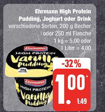 Ehrmann High Protein Pudding, Joghurt Oder Drink Angebot bei EDEKA ...