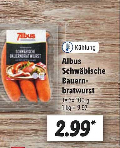 Albus Schwäbische Bauernbratwurst Angebot bei Lidl - 1Prospekte.de