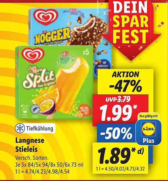 Langnese Stieleis Angebot bei Lidl - 1Prospekte.de