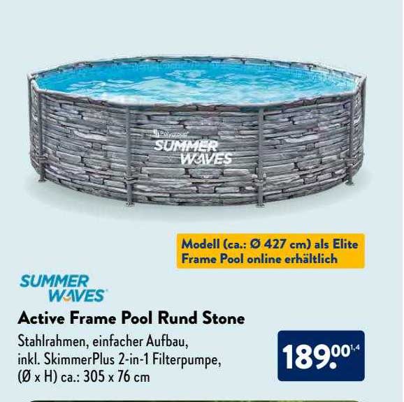 Summer Waves Active Frame Pool Rund Stone Angebot bei ALDI Nord ...