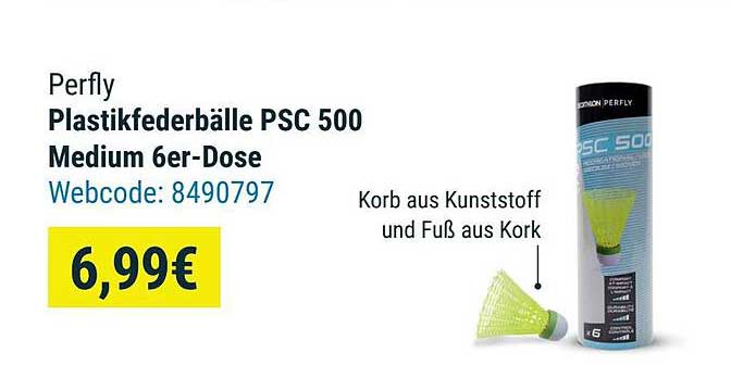 Perfly Plastikfederbälle Psc 500 Medium 6er-dose Angebot bei Decathlon ...