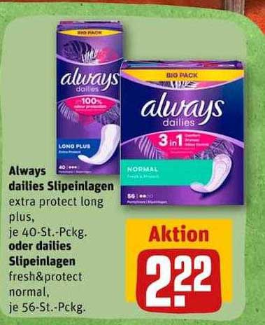 Always Dailies Slipeinlagen Oder Dailies Slipeinlagen Angebot bei REWE ...