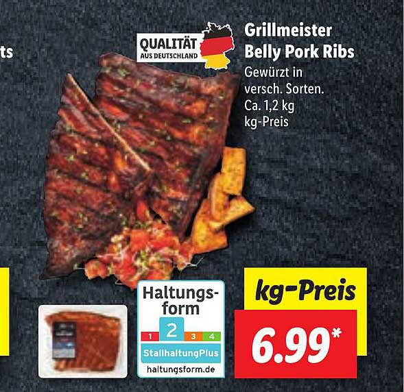 Grillmeister Belly Pork Ribs Angebot bei Lidl - 1Prospekte.de