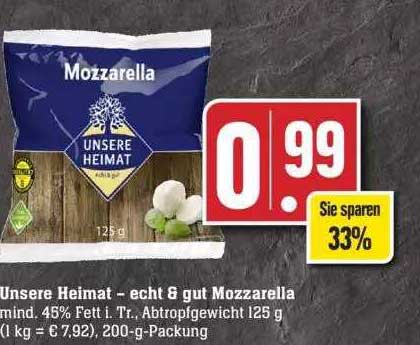 Unsere Heimat - Echt & Gut Mozzarella Angebot bei EDEKA - 1Prospekte.de
