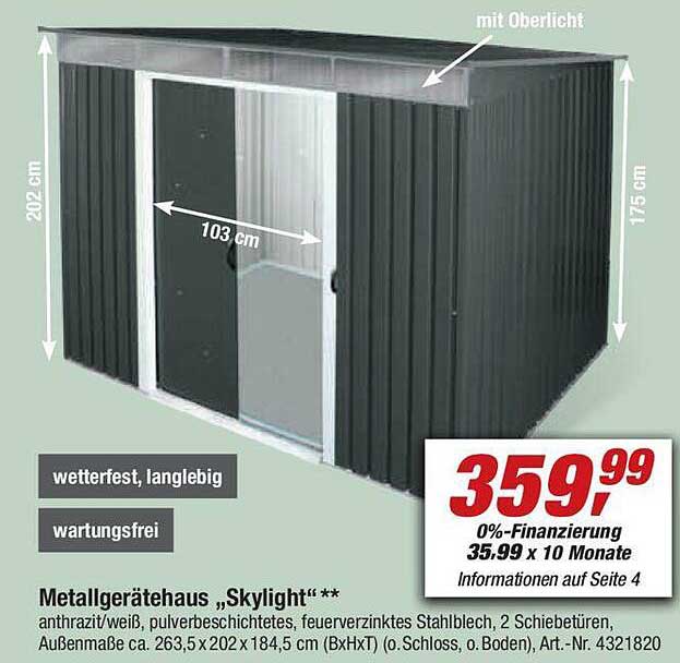 Metallgerätehaus „skylight” Angebot bei Toom Baumarkt - 1Prospekte.de