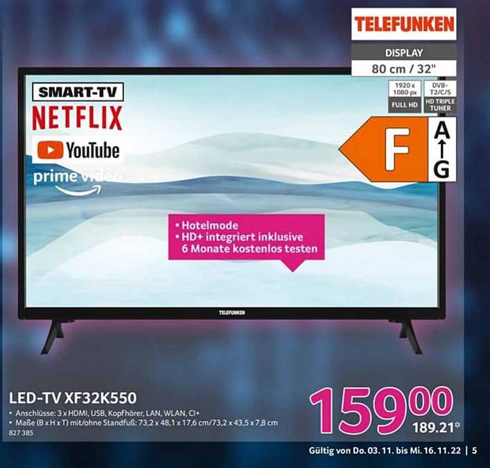 Telefunken Led-tv Xf32k550 Angebot bei Selgros - 1Prospekte.de
