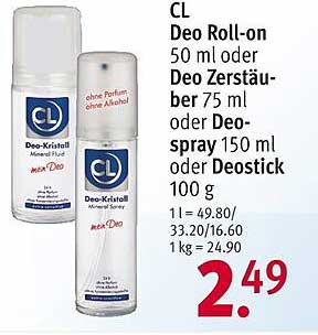 Cl Deo Roll-on Oder Deo Zerstäuber Angebot bei ROSSMANN - 1Prospekte.de