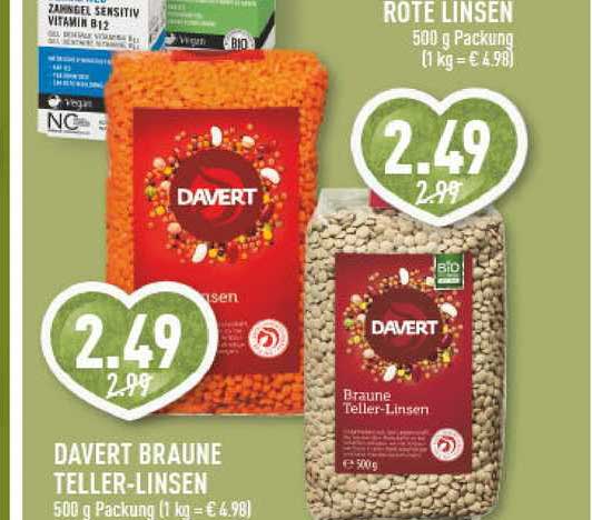 Davert Braune Teller-linsen Oder Rote Linsen Angebot bei Marktkauf ...