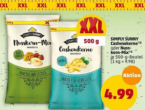 Simply Sunny Cashewkerne Oder Nusskern-mix Angebot bei Penny ...