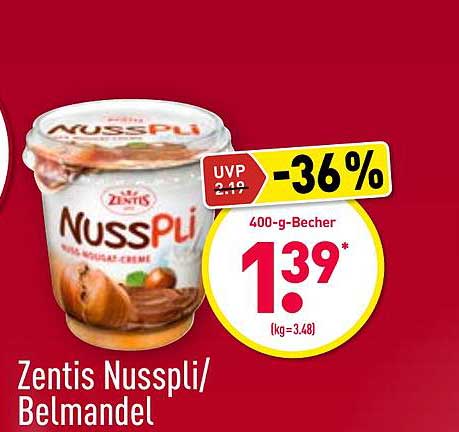Zentis Nusspli Oder Belmandel Angebot bei ALDI Nord - 1Prospekte.de