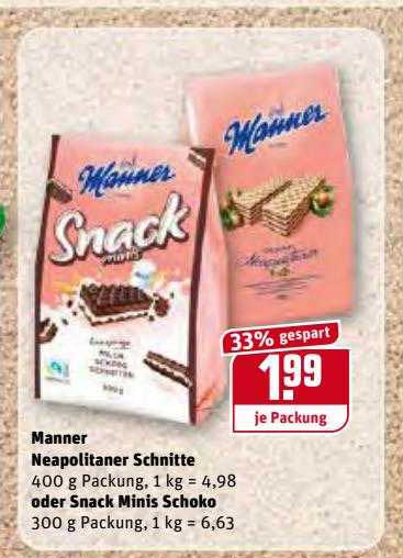 Manner Neapolitaner Schnitte Oder Snack Minis Schoko Angebot bei Kaufpark