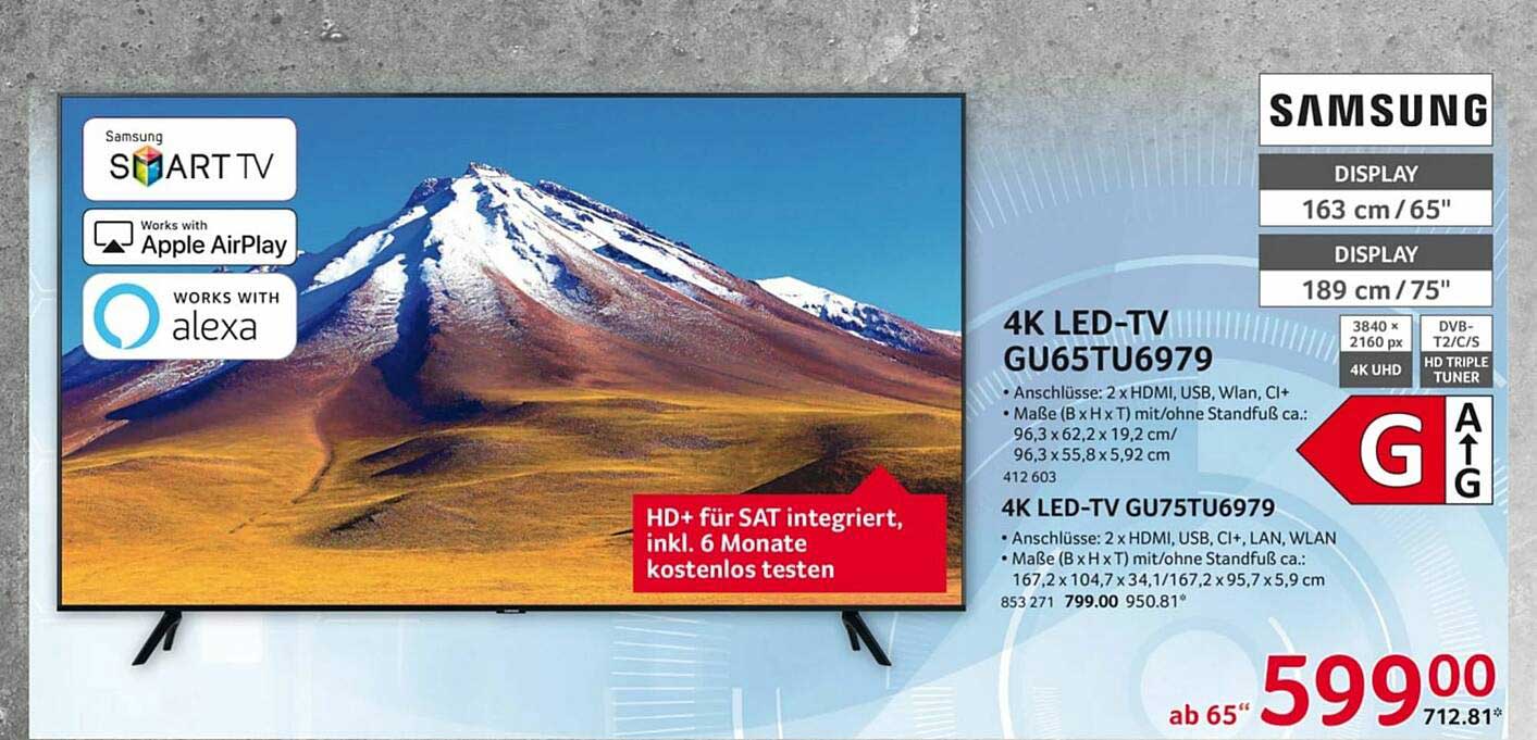 Samsung 4k Led-tvgu65tu6979 Oder 4k Led-tv Gu75tu6979 Angebot bei ...