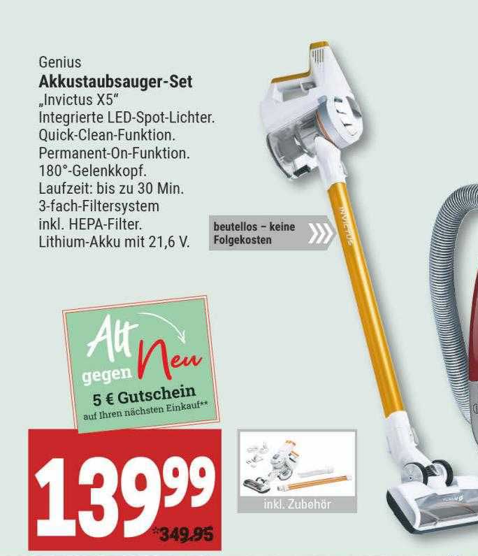 Genius Akkustaubsauger-set „invictus X5“ Angebot bei Marktkauf ...