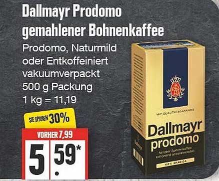 Dallmayr Prodomo Gemahlener Bohnenkaffee Angebot bei Edeka Frischemarkt ...
