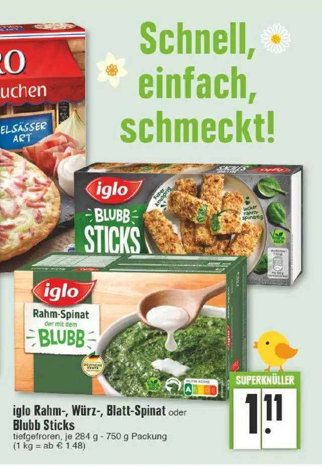 Iglo Rahm Würz, Blatt Spinat Oder Blubb Sticks Angebot bei EDEKA ...