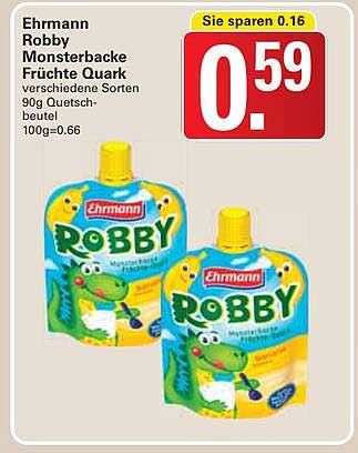 Ehrmann Robby Monsterbacke Früchte Quark Angebot bei Wez - 1Prospekte.de
