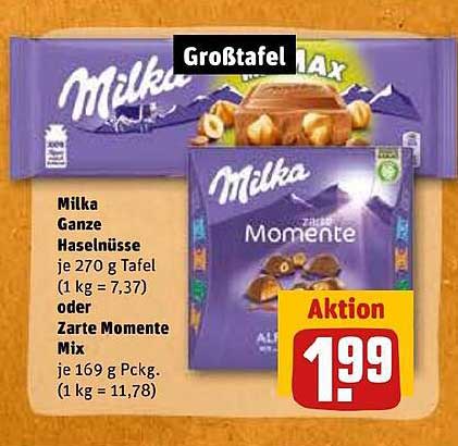 Milka Ganze Haselnüsse Oder Zarte Momente Mix Angebot bei REWE Kaufpark ...