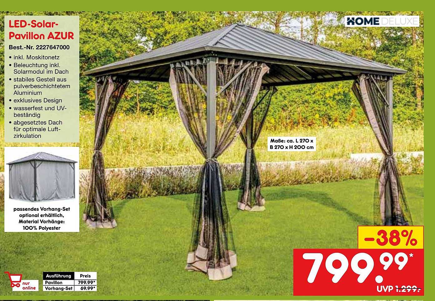 Home Deluxe Led solar pavillon Azur Angebot Bei Netto Marken Discount 