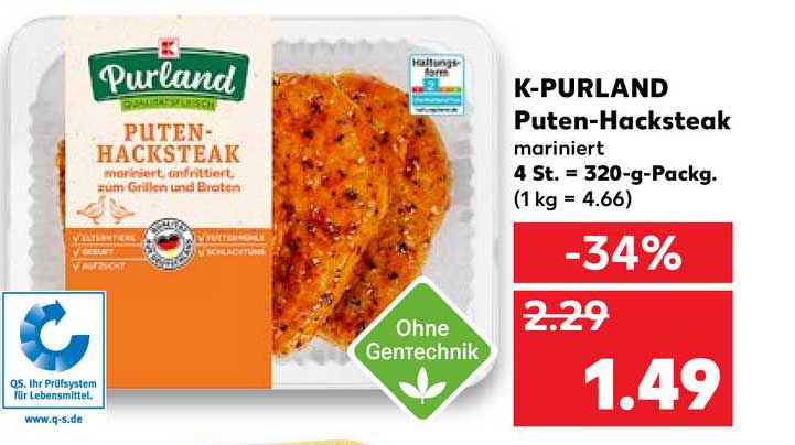 K-purland Puten-hacksteak Angebot bei Kaufland - 1Prospekte.de