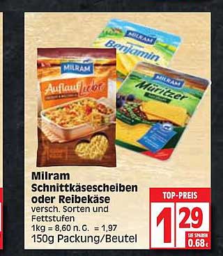 Milram Schnittkäsescheiben Oder Reibekäse Angebot bei EDEKA - 1Prospekte.de