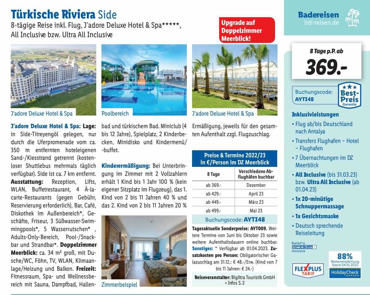 Türkische Riviera Side Angebot bei Lidl Reisen - 1Prospekte.de