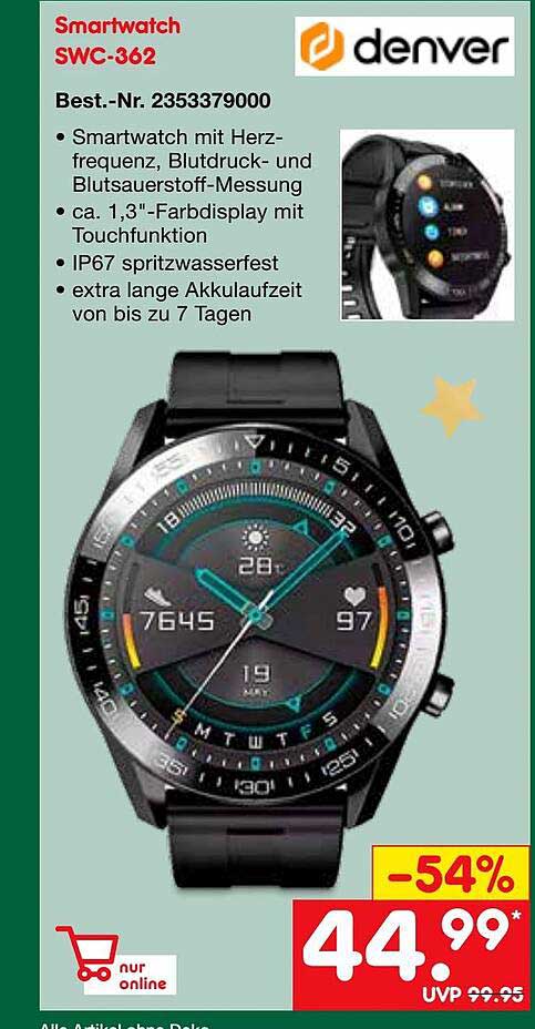 Denver Smartwatch Swc-362 Angebot bei Netto Marken-Discount - 1Prospekte.de