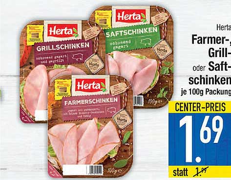Herta Farmer Grill Oder Saft Schinken Angebot bei E Center - 1Prospekte.de