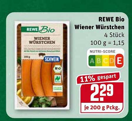 Rewe Bio Wiener Würstchen Angebot bei REWE - 1Prospekte.de