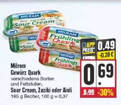 Milram Gewürz Quark Sour Cream, Zaziki Oder Aioli Angebot bei EDEKA ...