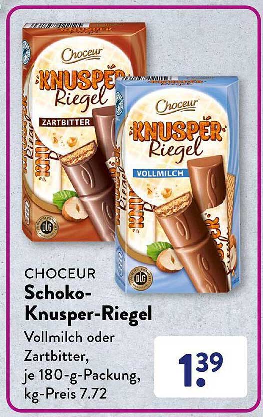 Choceur Schoko-knusper-riegel Angebot bei ALDI SÜD - 1Prospekte.de