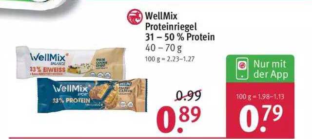 Wellmix Proteinriegel 31-50 % Protein Angebot bei ROSSMANN - 1Prospekte.de