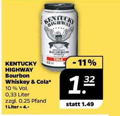 Kentucky Highway Bourbon Whiskey & Cola Angebot bei Netto - 1Prospekte.de