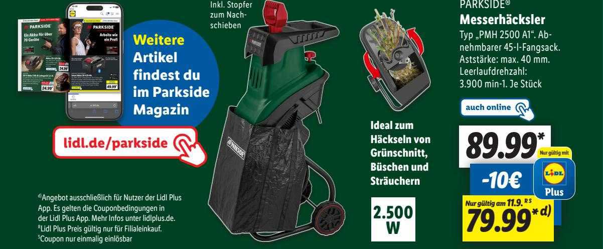 Parkside Messerhäcksler Angebot bei Lidl - 1Prospekte.de
