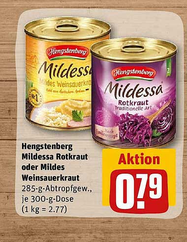 Hengstenberg Mildessa Rotkraut Oder Mildes Weinsauerkraut Angebot bei ...