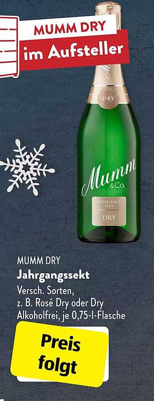 Mumm Dry Jahrgangssekt Angebot bei ALDI SÜD - 1Prospekte.de