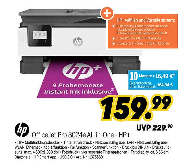Hp Officejet Pro 8024e All-in-one Hp+ Angebot bei MEDIMAX