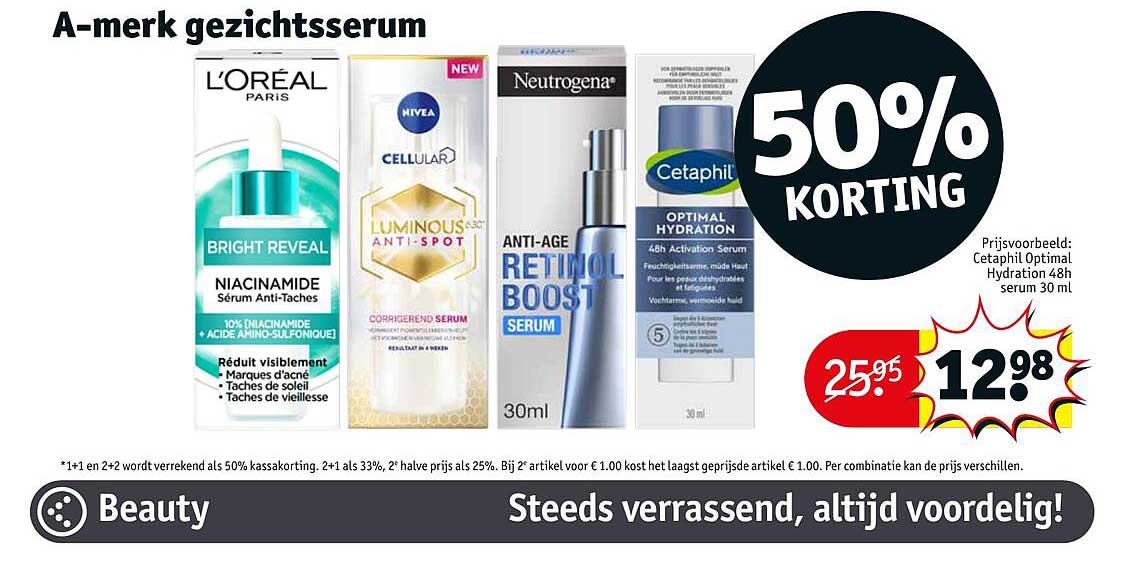 A-Merk Gezichtsserum: 50% Korting aanbieding bij Kruidvat