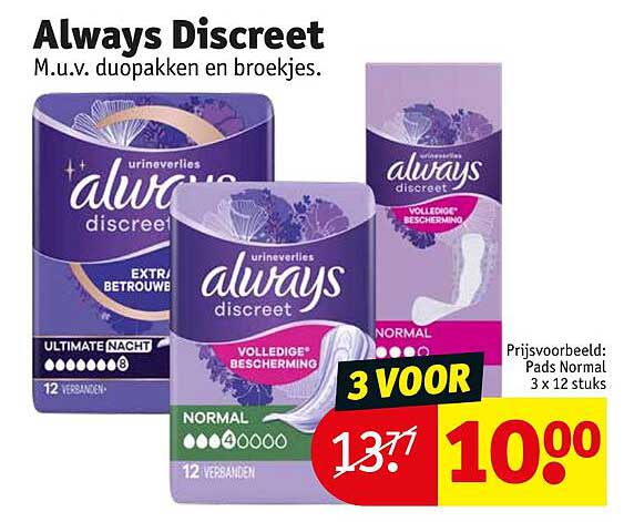 Always Discreet aanbieding bij Kruidvat