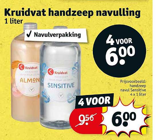 Kruidvat Handzeep Navulling 1 Liter aanbieding bij Kruidvat