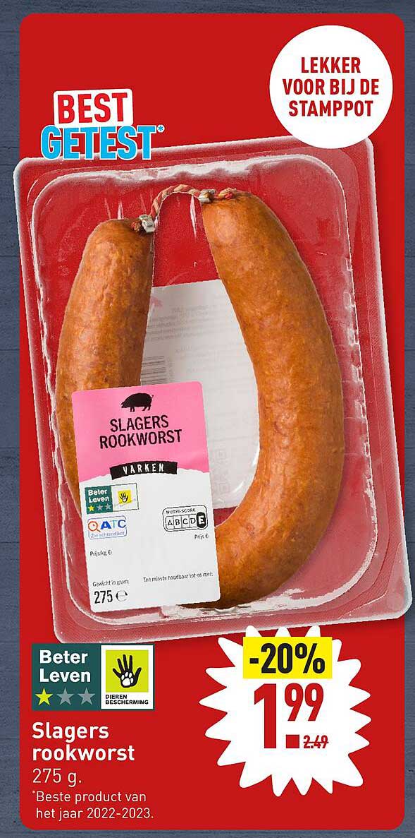 Slagers Rookworst aanbieding bij ALDI