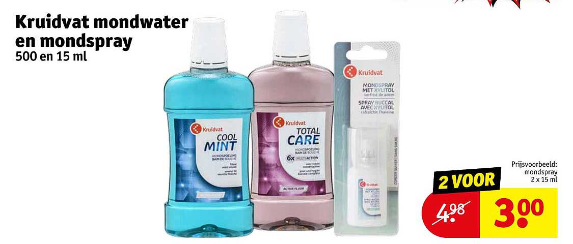 Kruidvat Mondwater En Mondspray aanbieding bij Kruidvat