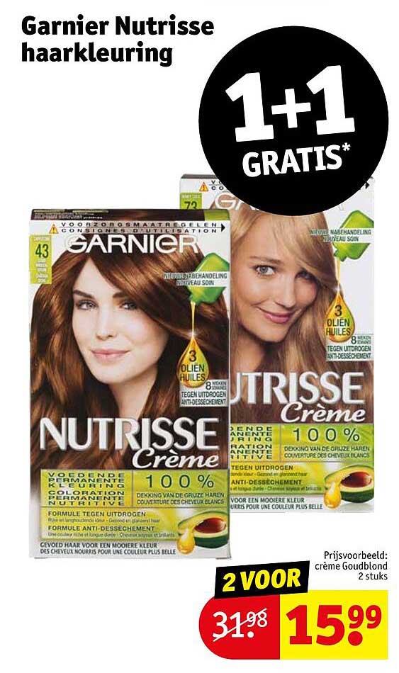 Garnier Nutrisse Haarkleuring: 1+1 Gratis aanbieding bij Kruidvat