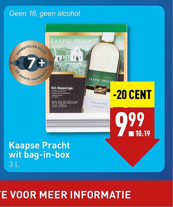 Kaapse Pracht Wit Bag-In-Box aanbieding bij ALDI