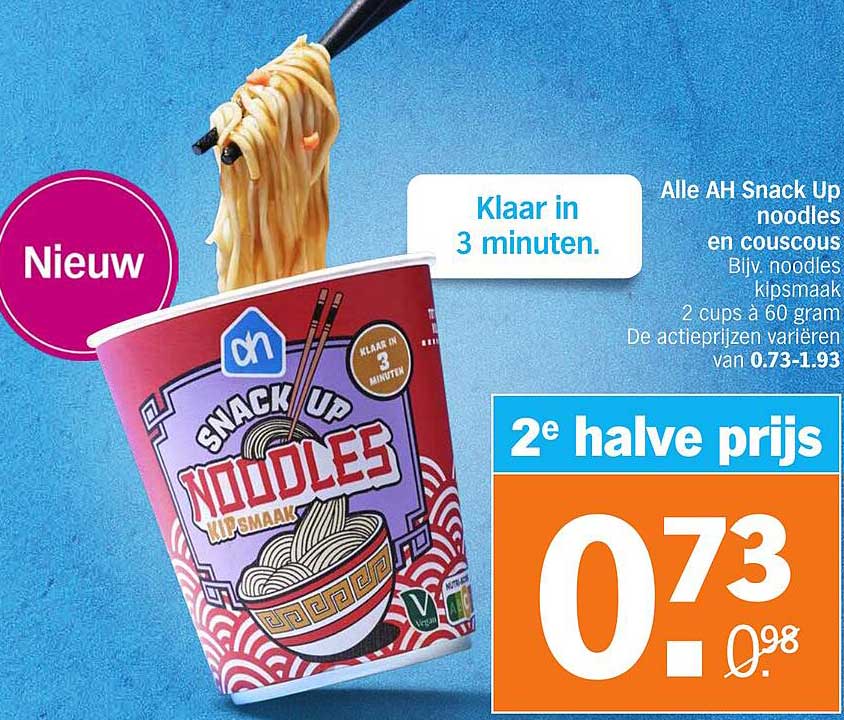 Ah Snack Up Noodles Kipsmaak aanbieding bij Albert Heijn