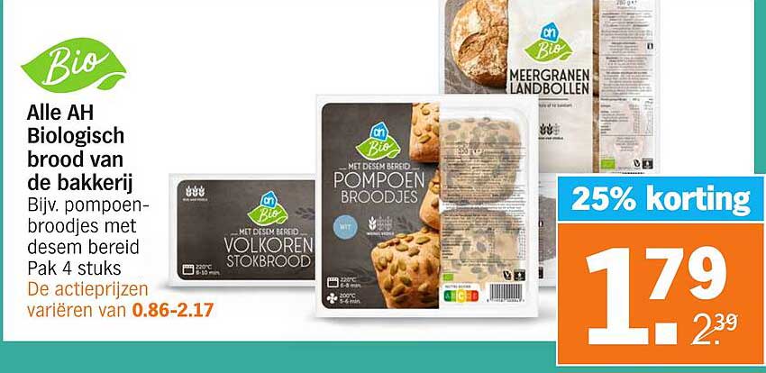 Alle Ah Biologisch Brood Van De Bakery aanbieding bij Albert Heijn