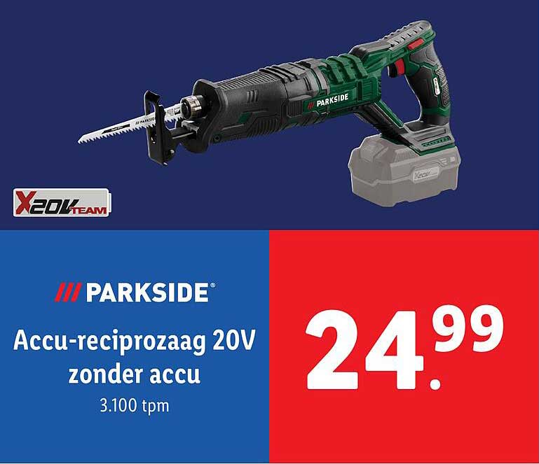 Parkside Accu-Reciprozaag 20V Zonder Accu aanbieding bij Lidl