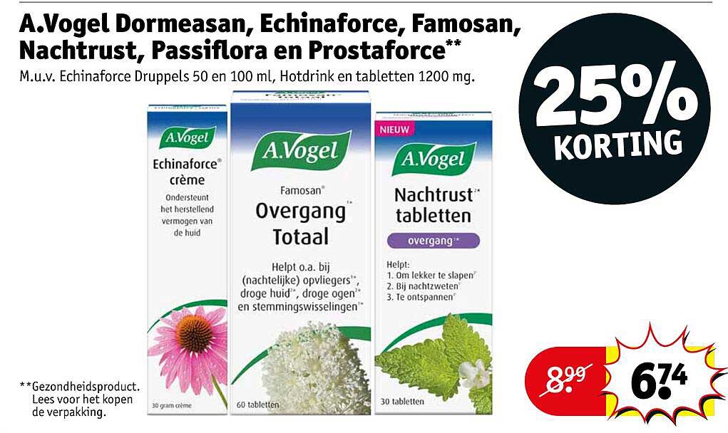 A.vogel Dormeasan, Echinaforce, Famosan, Nachttrust, Passiflora En ...
