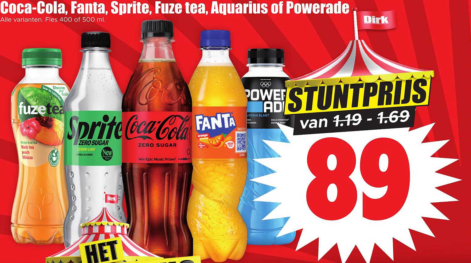Coca-Cola, Fanta, Sprite, Fuze Tea, Aquarius Of Powerade aanbieding bij ...