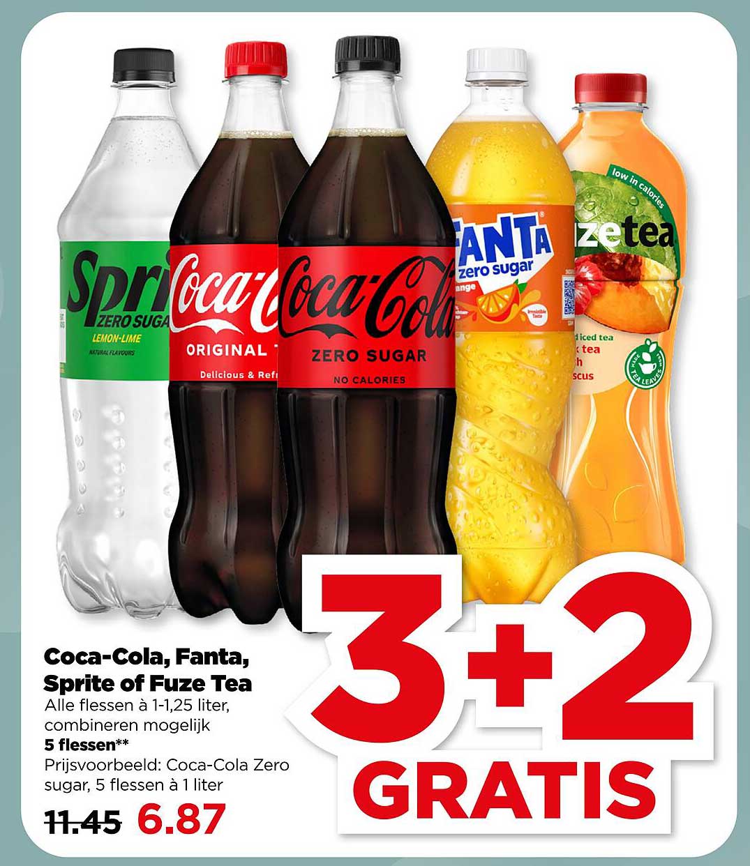 Coca-Cola, Fanta, Sprite Of Fuze Tea aanbieding bij PLUS