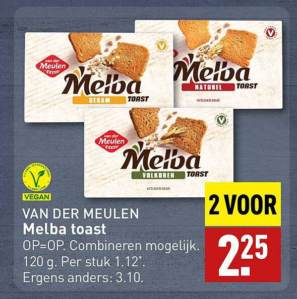 Van Der Meulen Melba Toast aanbieding bij ALDI
